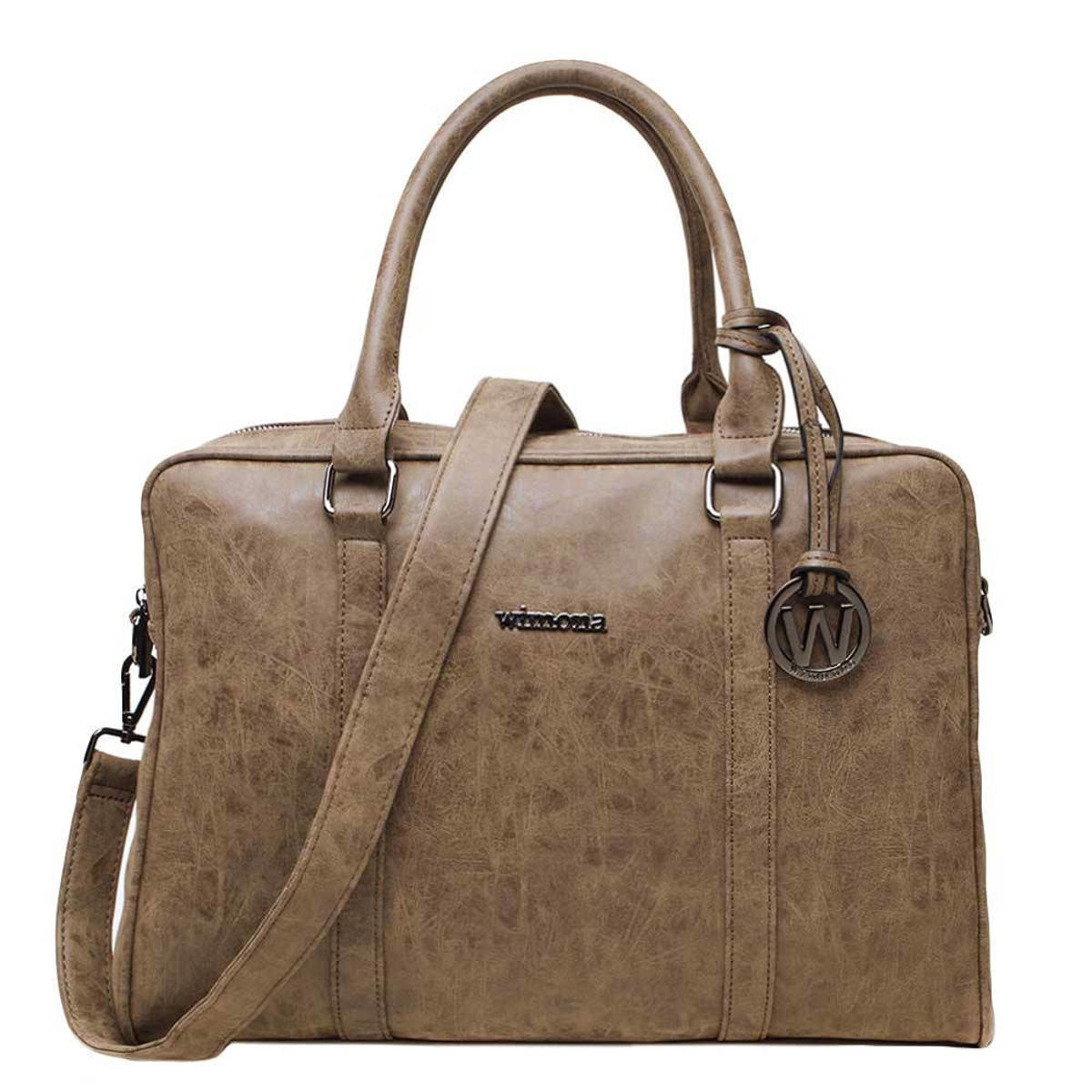 Wimona inch laptoptas Luciana taupe | wehkamp
