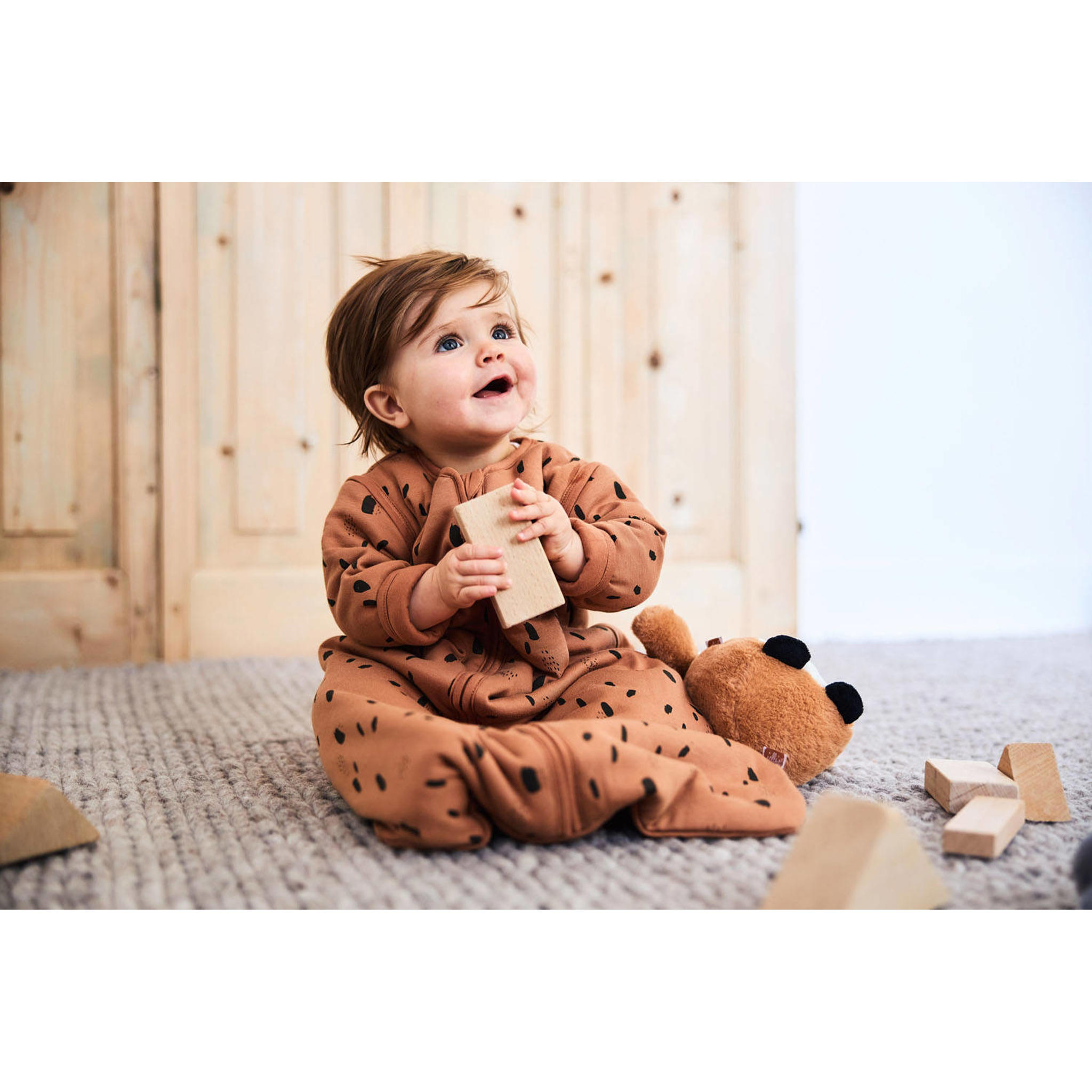 Jollein baby slaapzak Spot caramel met afritsbare mouw | wehkamp