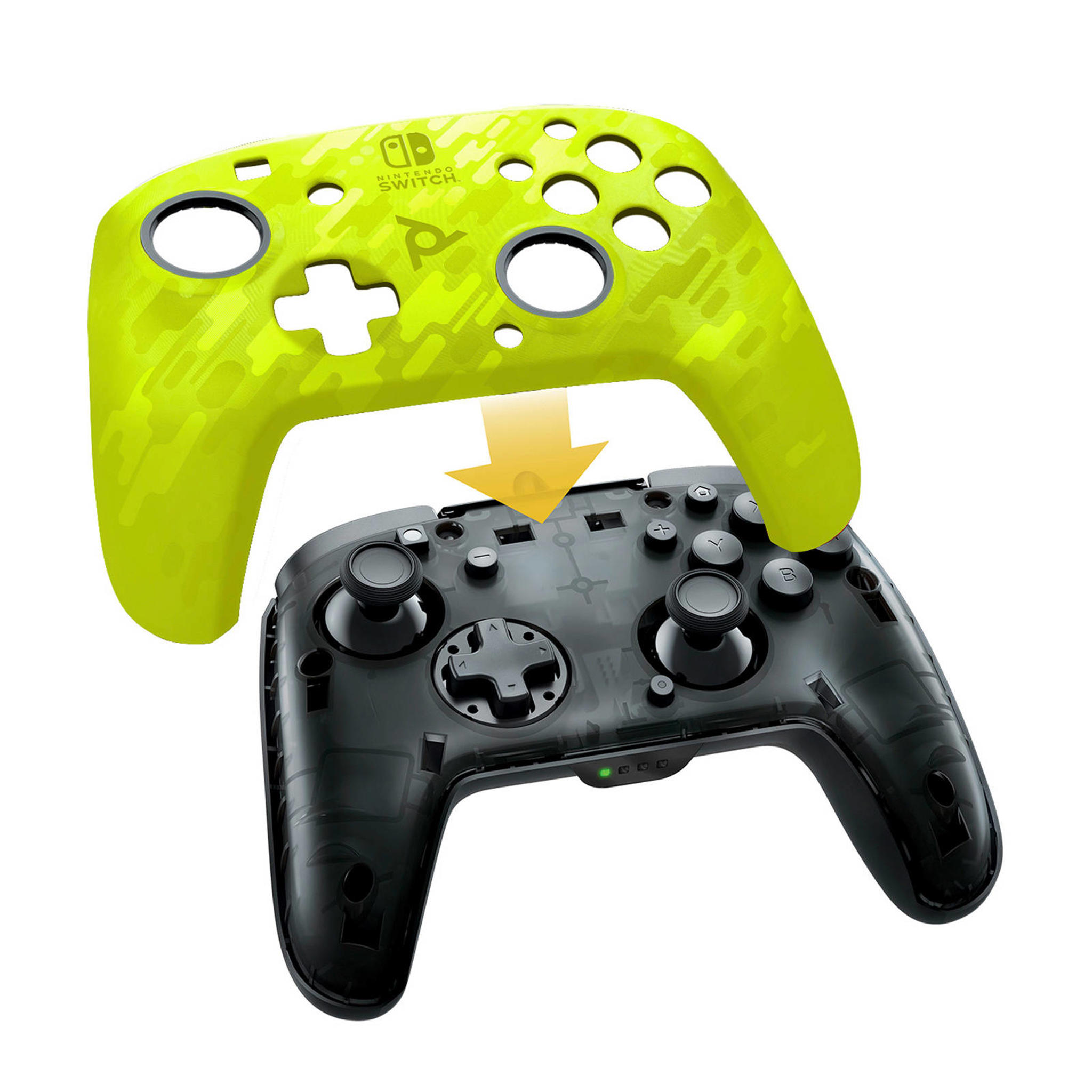 PDP Faceoff draadloze deluxe controller Neon Yellow Camo | wehkamp