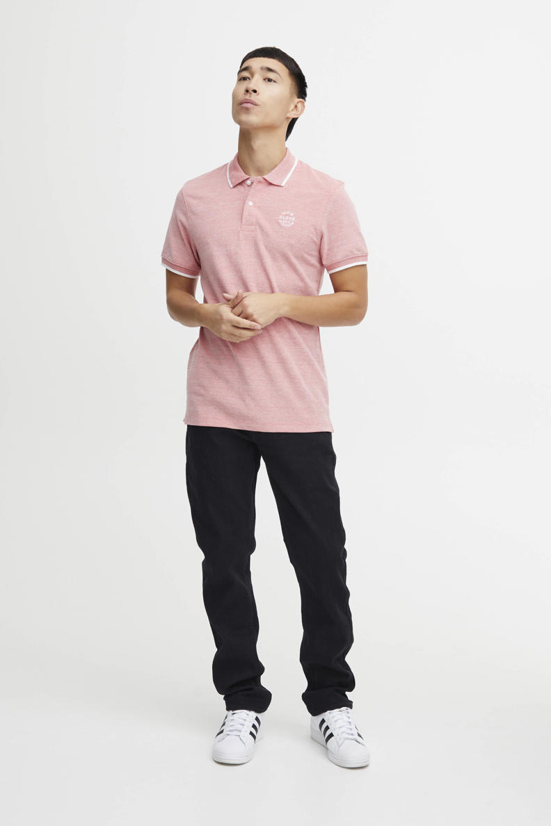 Blend slim fit polo BHNATE met contrastbies roze | wehkamp