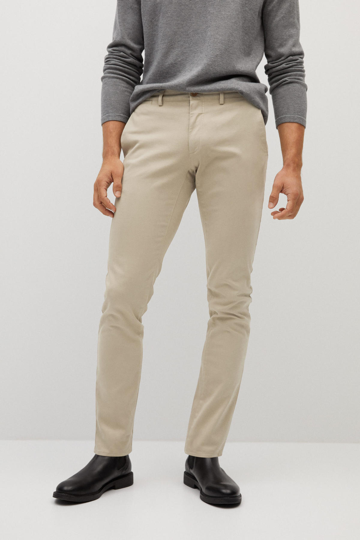 Mango Man slim fit chino beige | wehkamp