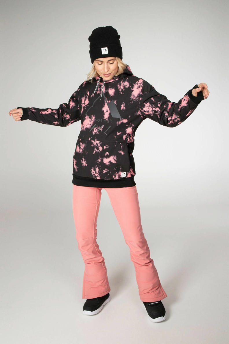 Protest Faith ski-anorak zwart/roze | wehkamp