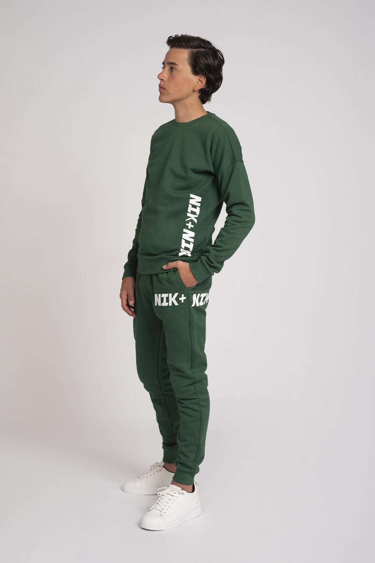 NIK&NIK sweater Derek met logo groen | wehkamp