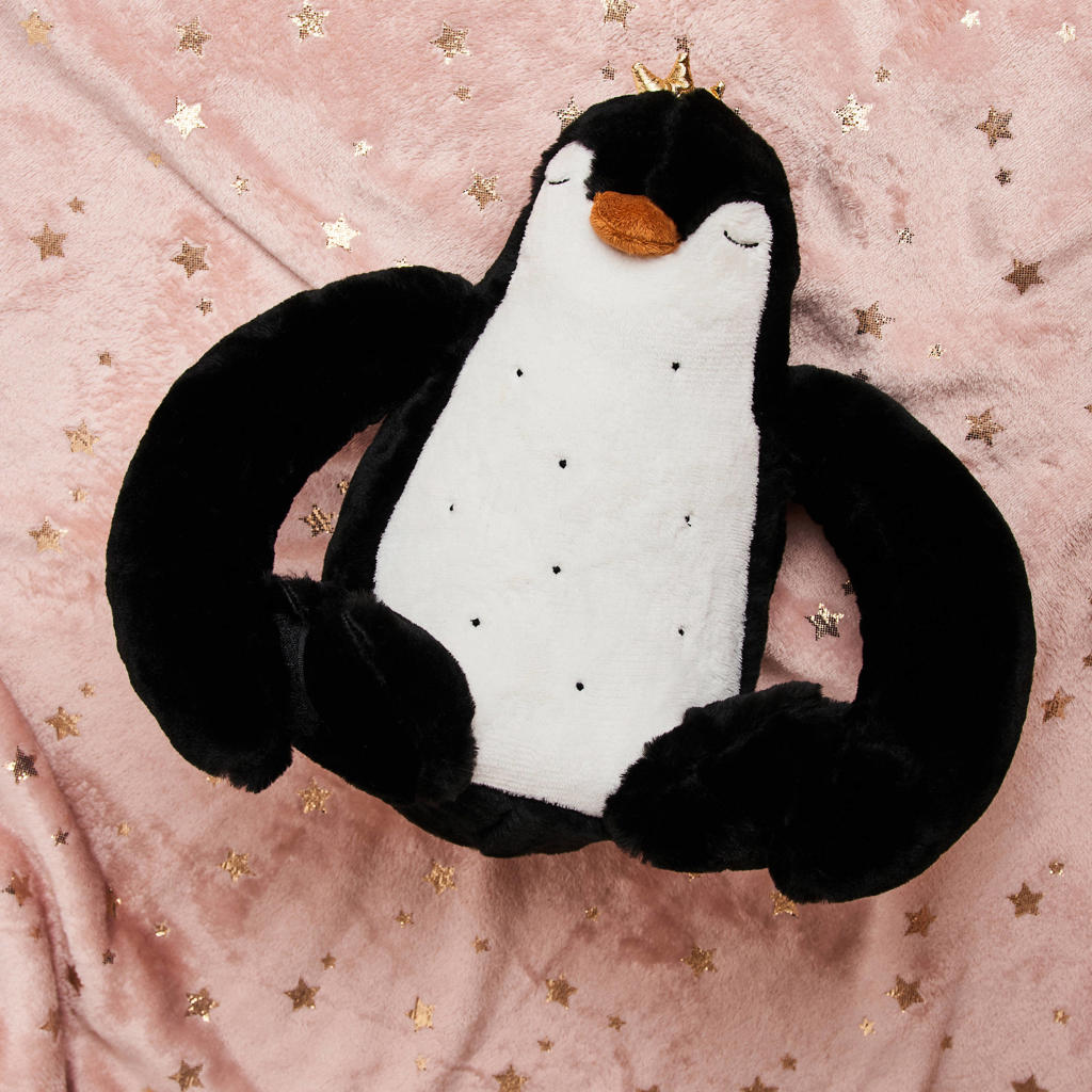 Hunkemöller fluwelen deken met knuffel pinguin roze | wehkamp