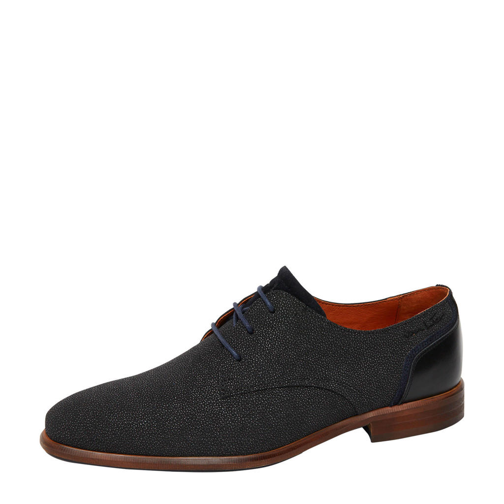 Van Lier Berlin suède veterschoenen donkerblauw | wehkamp