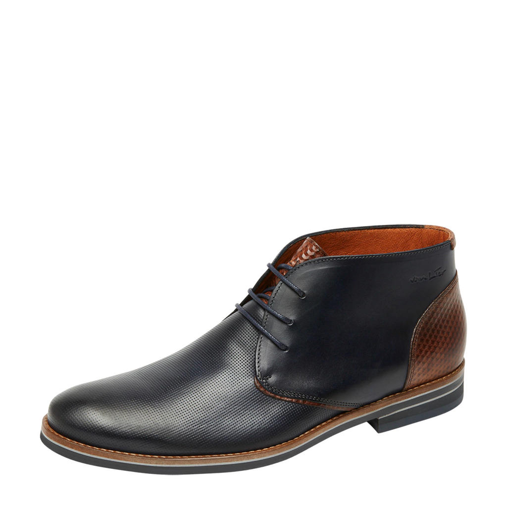 Van Lier Sabinus leren veterboots donkerblauw | wehkamp