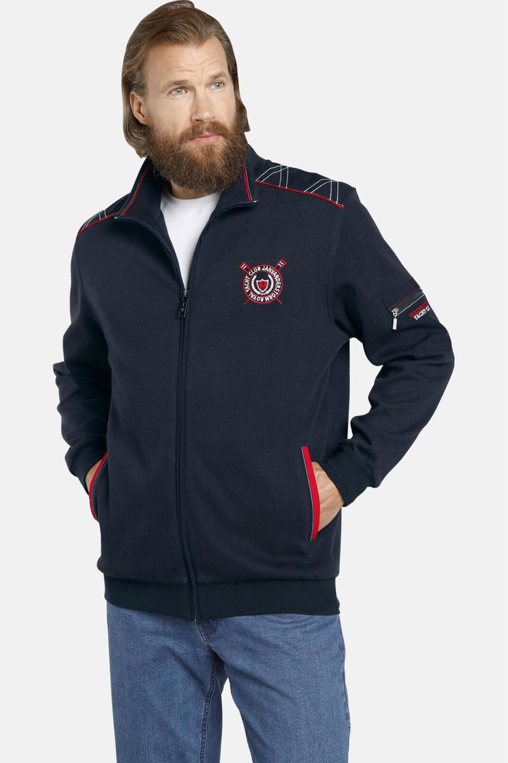 Jan Vanderstorm vest Plus Size ATLI donkerblauw | wehkamp