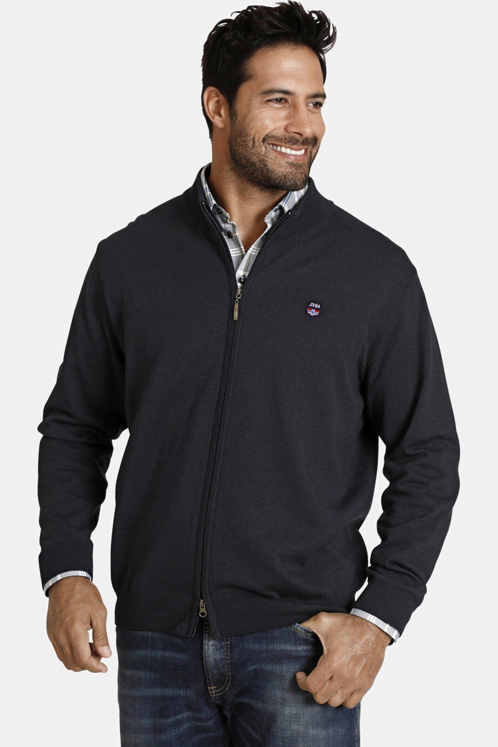 Jan Vanderstorm oversized fit vest Plus Size Agner donkerblauw | wehkamp