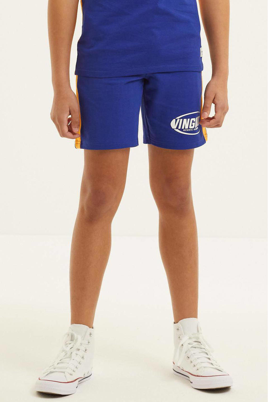 Vingino sweatshort Rasont blauw/oranje | wehkamp