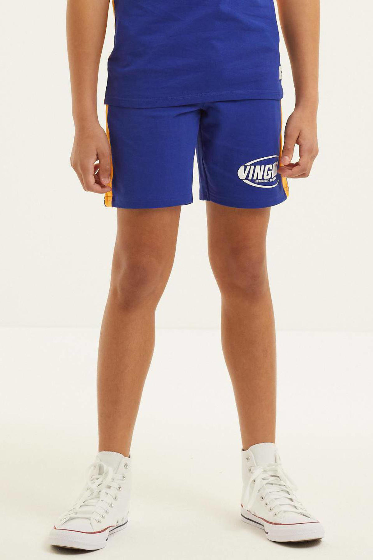 Vingino sweatshort Rasont blauw/oranje | wehkamp