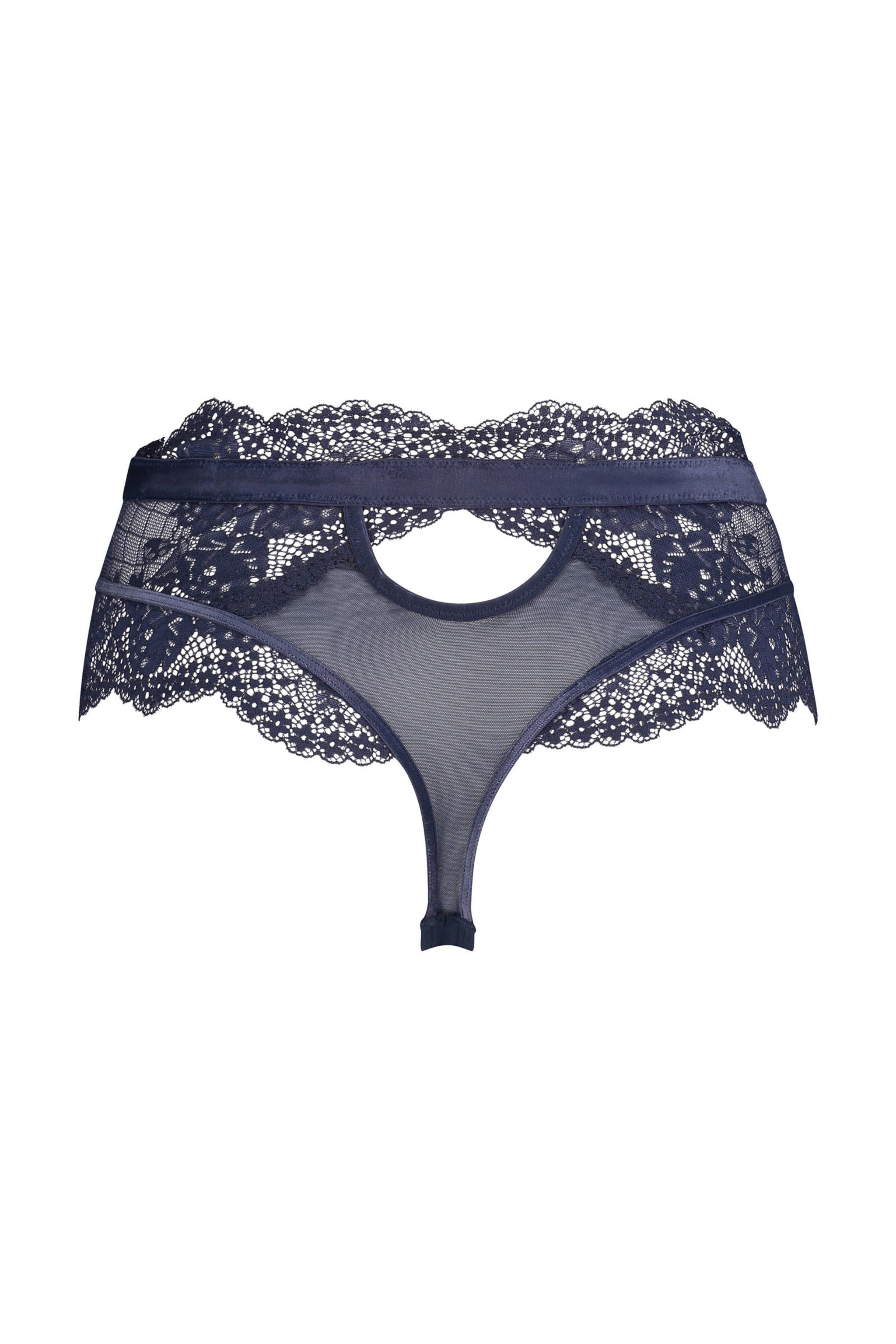 Hunkemöller high waist string Maureen donkerblauw | wehkamp