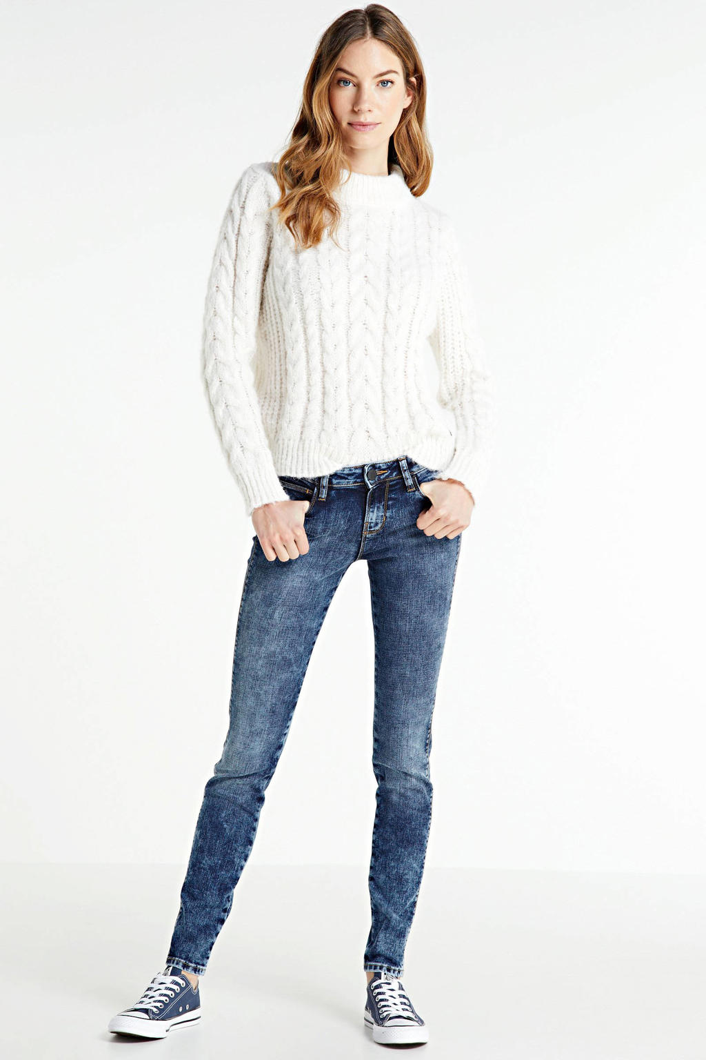 Yellow Blue Denim mid waist super skinny jeans Yuliya light blue | wehkamp