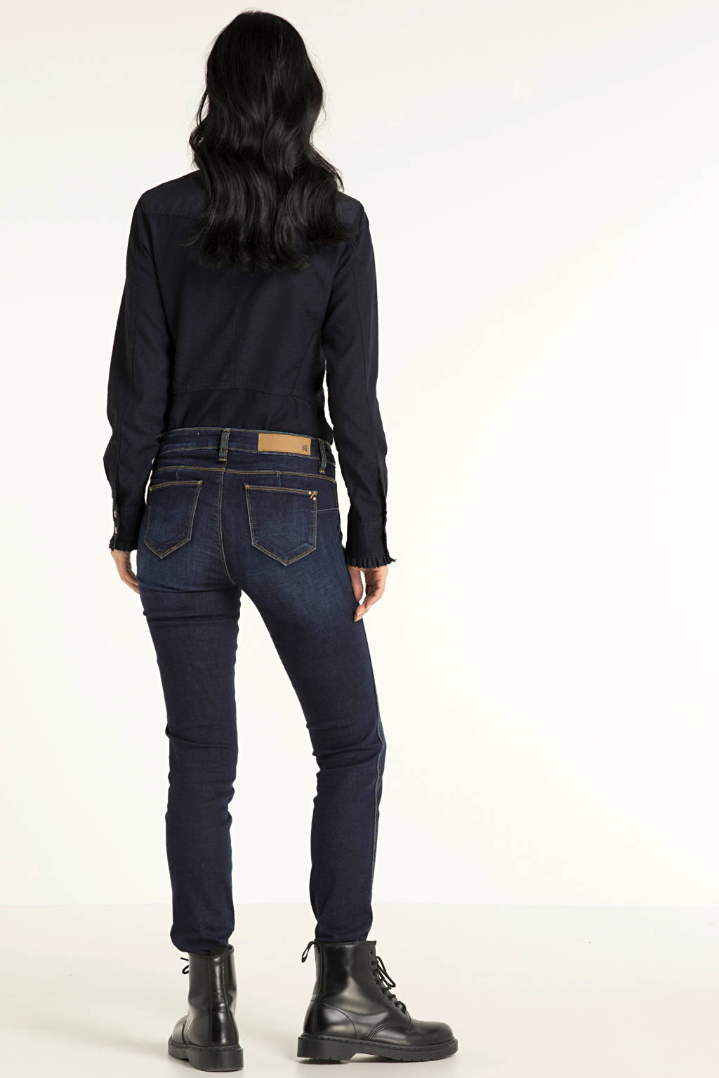 Yellow Blue Denim mid waist super skinny jeans Yuliya dark | wehkamp