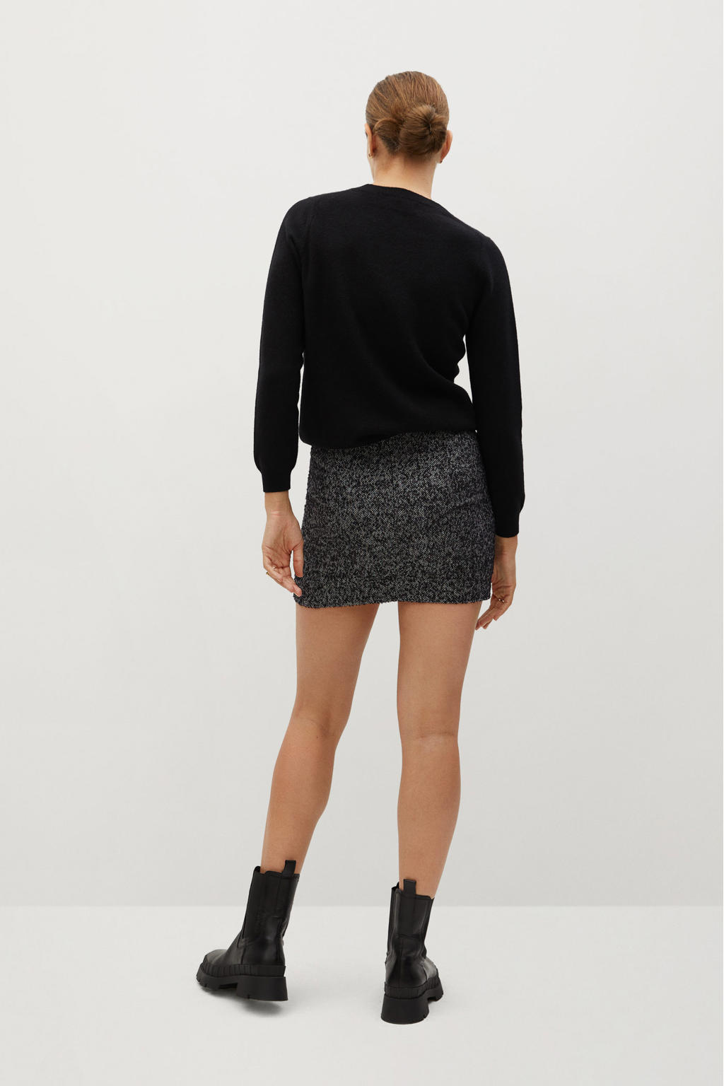 Mango gemêleerde wollen rok grijs | wehkamp