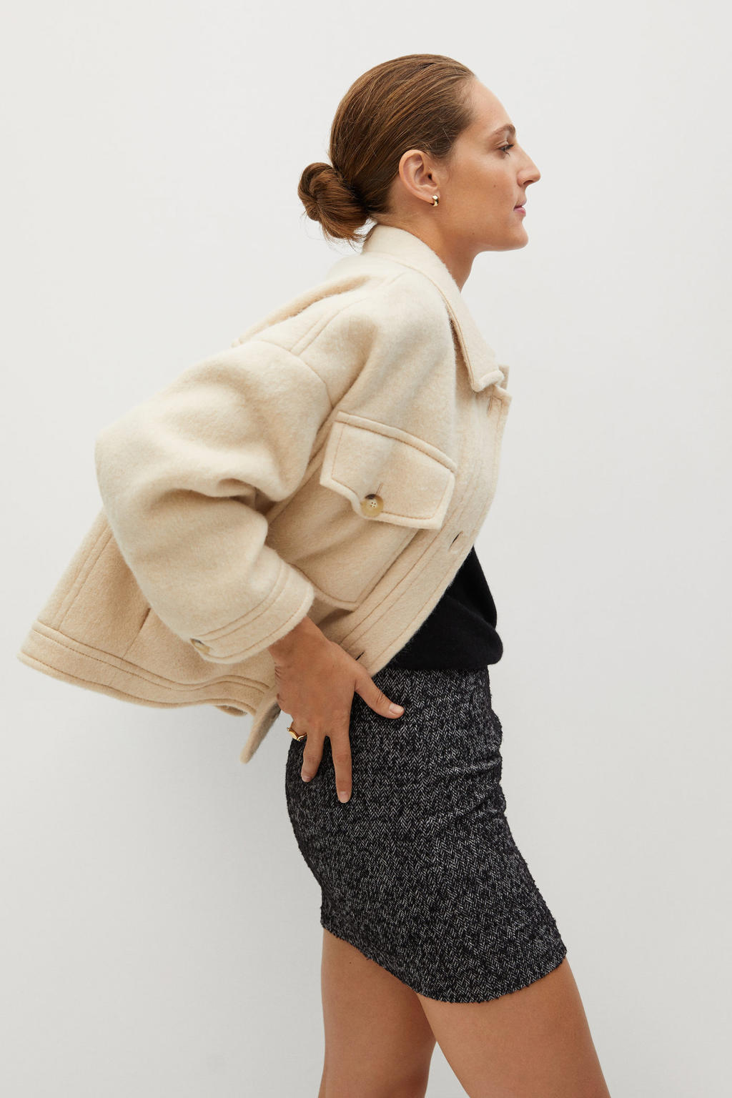 Mango gemêleerde wollen rok grijs | wehkamp