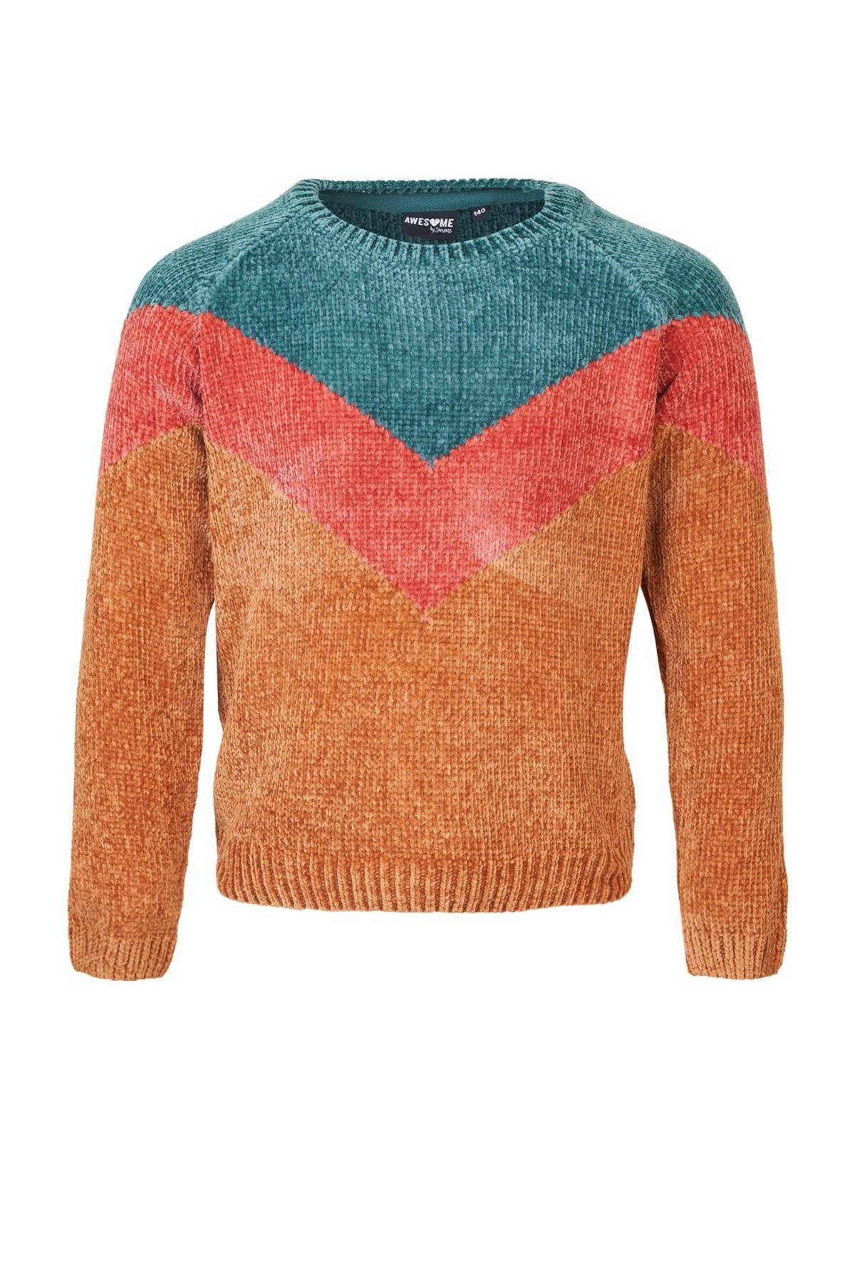 Someone trui Dixie cognac bruin/groen/roze | wehkamp