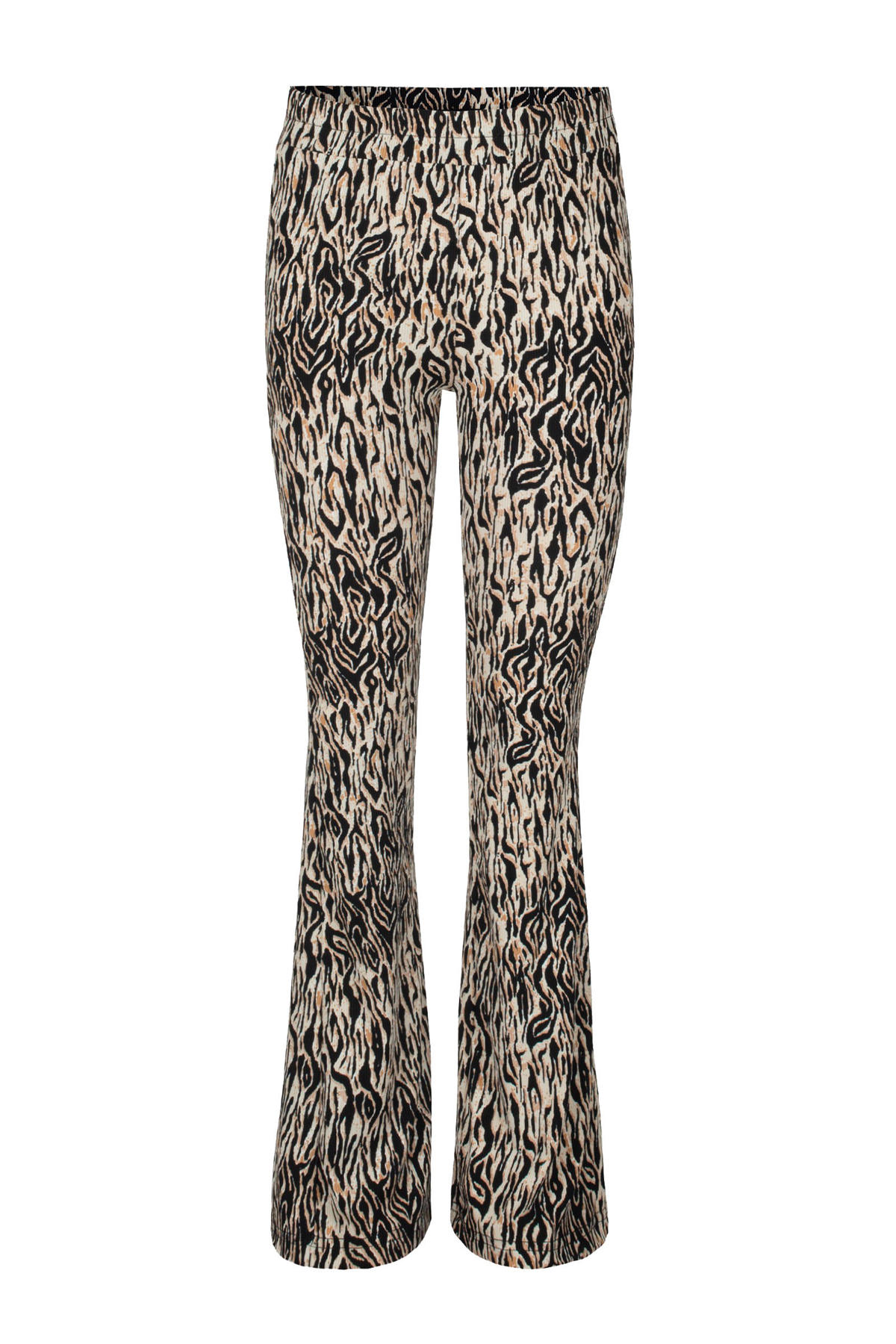Shoeby flared broek Fallon met dierenprint beige/zwart/bruin | wehkamp