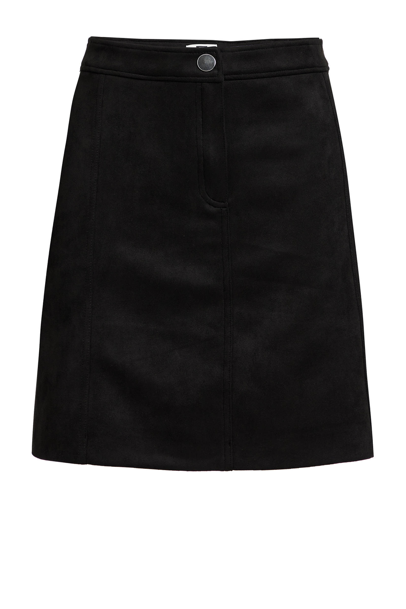 WE Fashion A-lijn rok suede look zwart | wehkamp