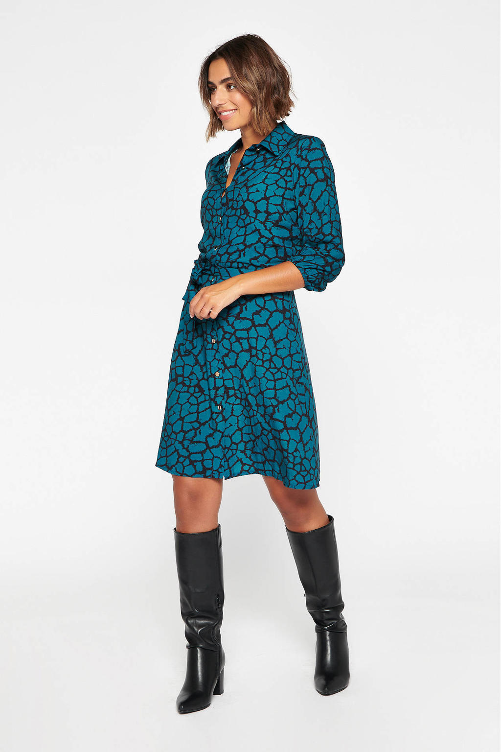 LOLALIZA blousejurk met dierenprint blauw | wehkamp