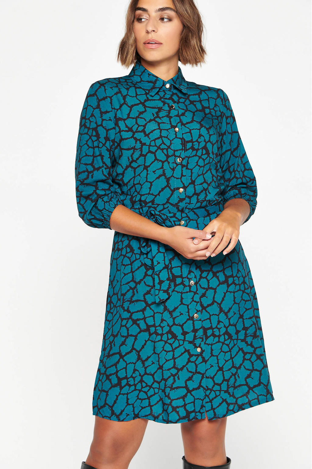 LOLALIZA blousejurk met dierenprint blauw | wehkamp