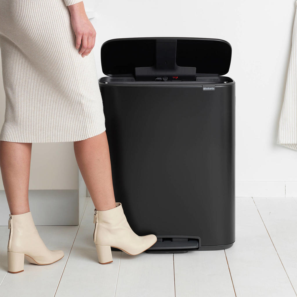 Brabantia Bo Prullenbak - 60 l - Matt Black | wehkamp