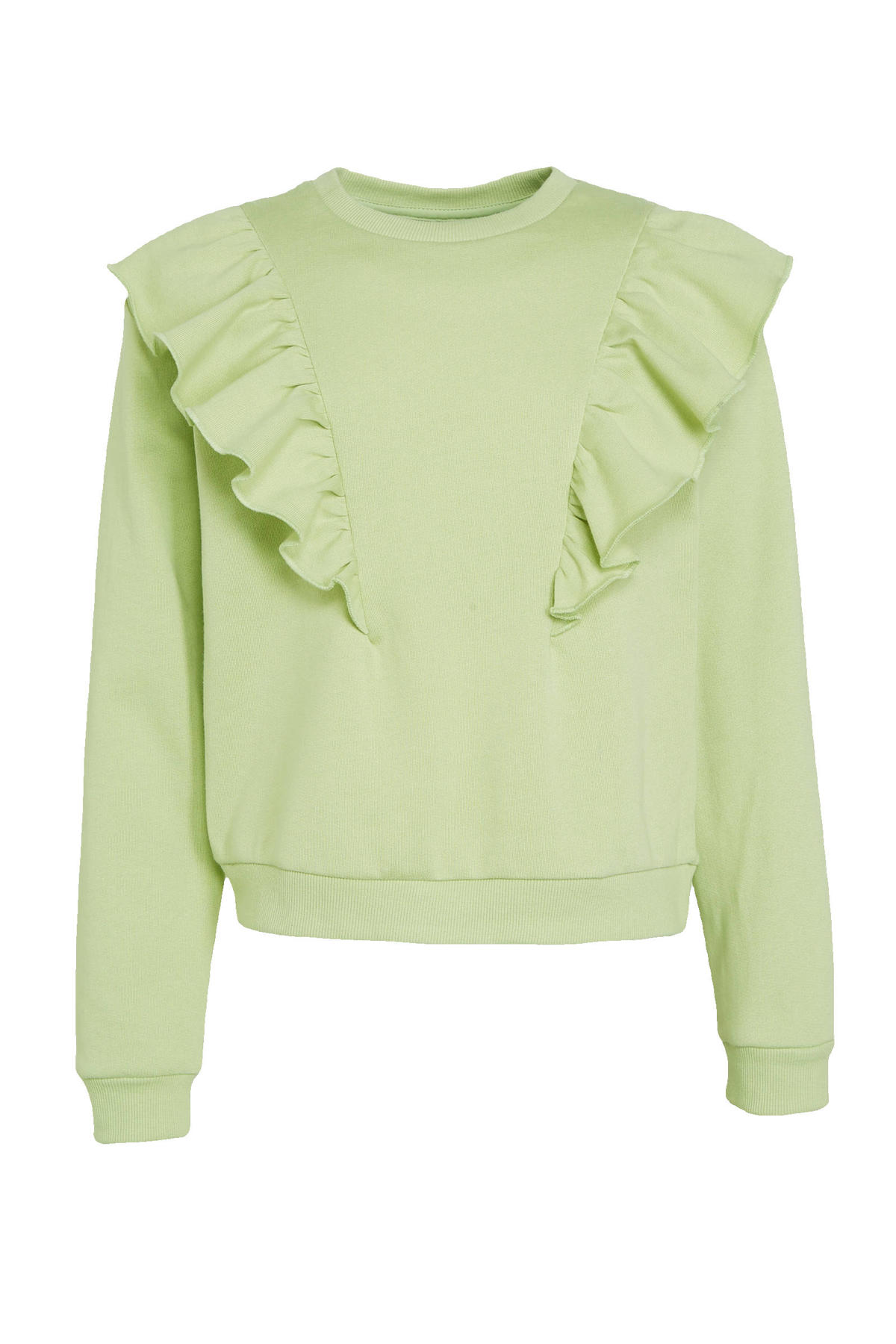 Ellos sweater Leslie met ruches fris groen | wehkamp