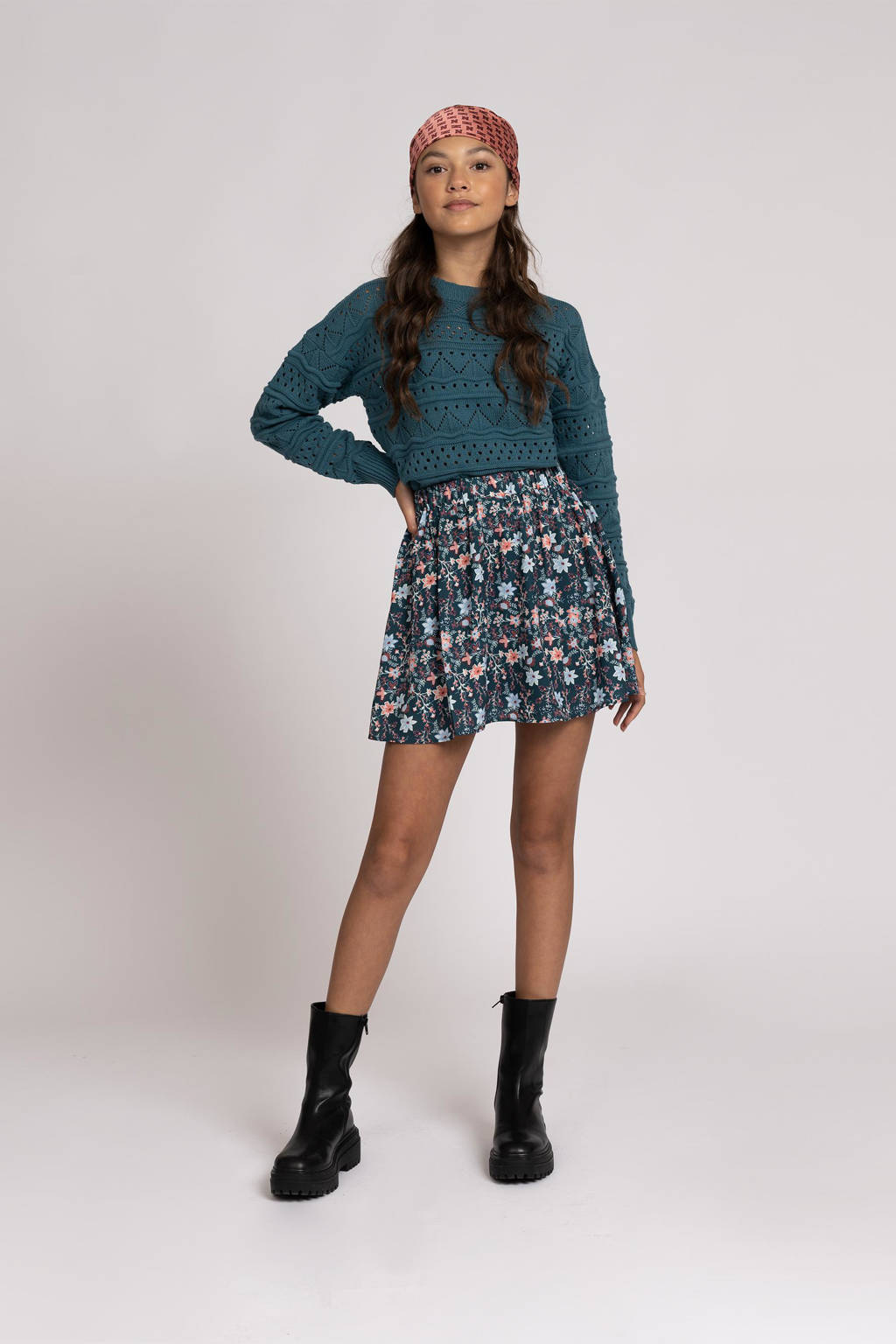 NIK&NIK gebloemde rok Tilda Cissy groen/roze | wehkamp