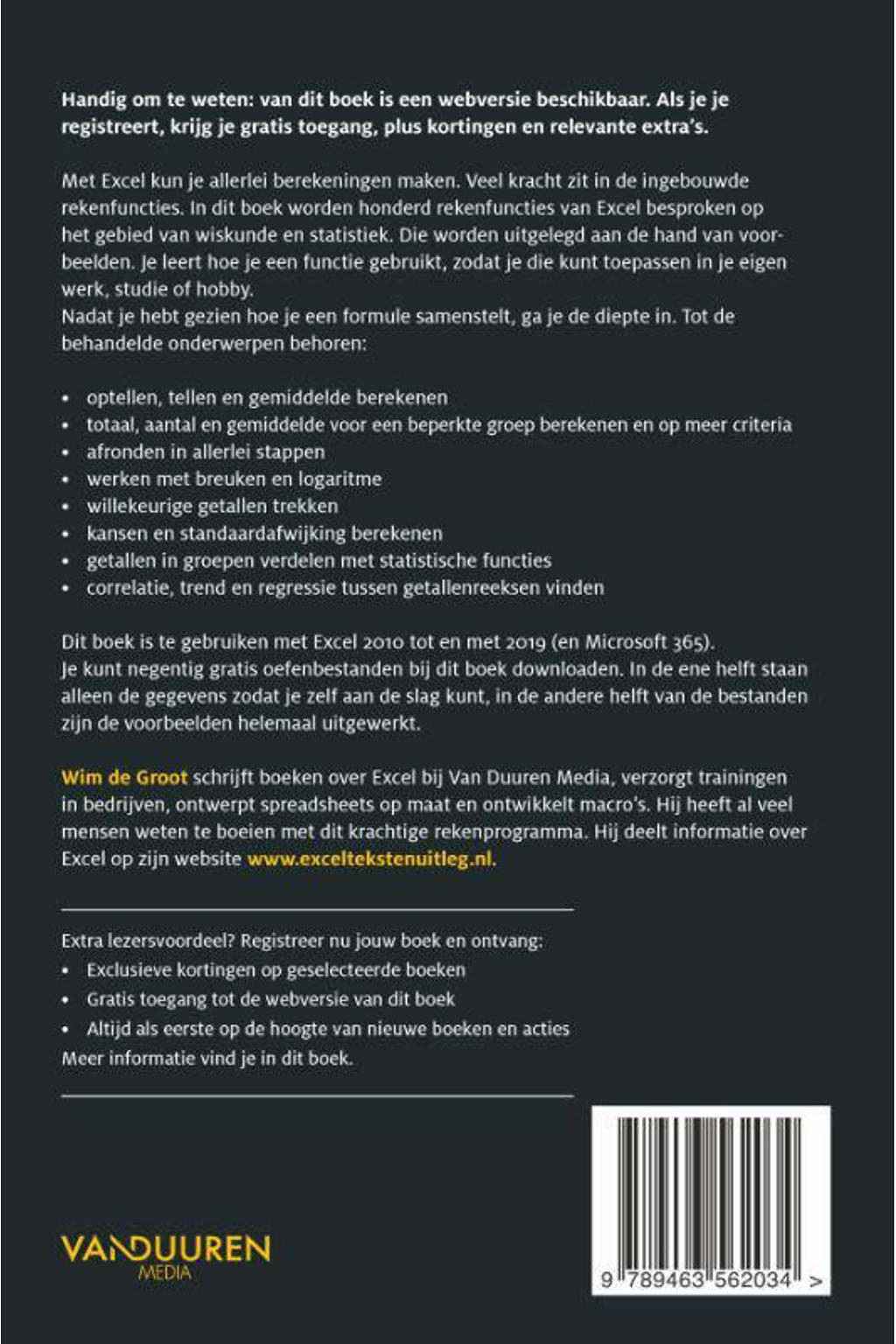 Wim de Groot Functies voor wiskunde en statistiek in excel | wehkamp