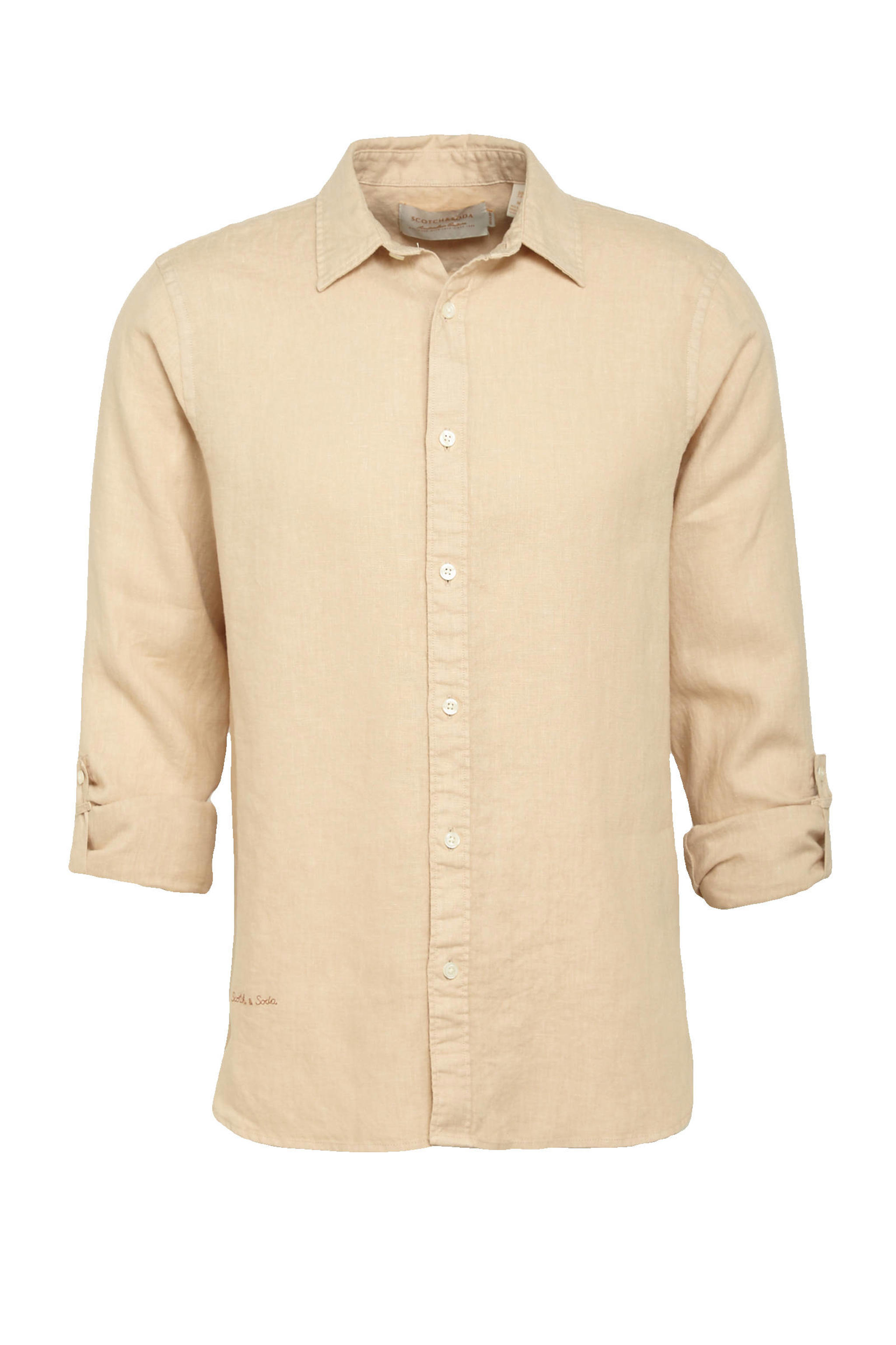 Scotch & Soda regular fit overhemd beige | wehkamp