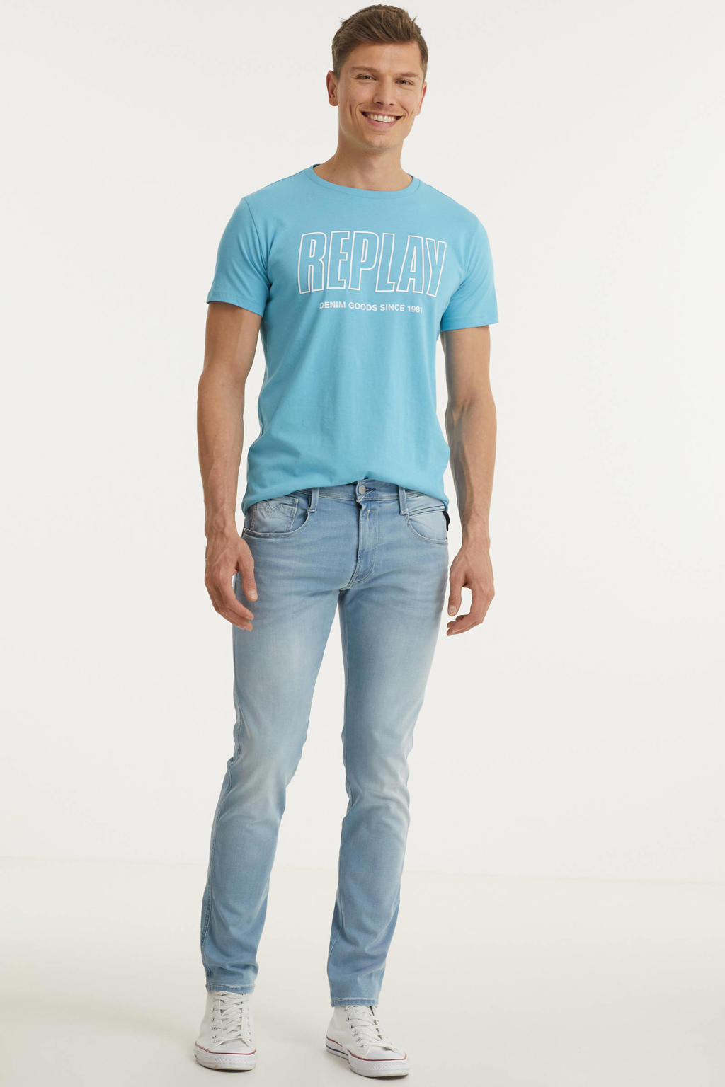 REPLAY slim fit jeans Anbass Hyperflex light blue | wehkamp