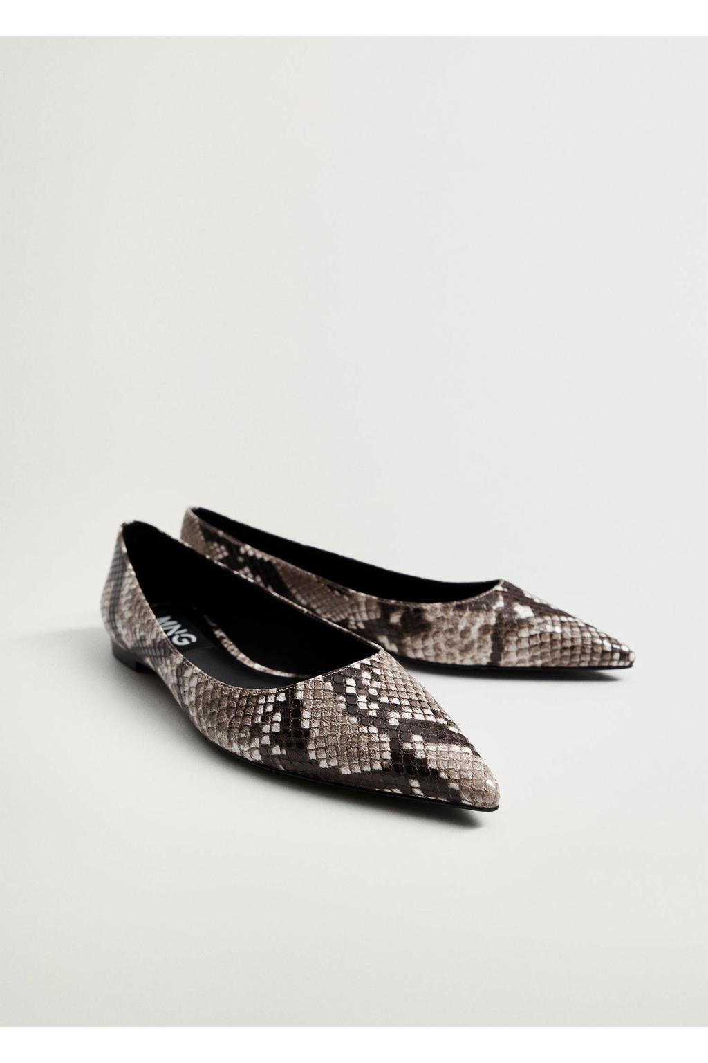 Mango ballerina's met slangenprint beige | wehkamp