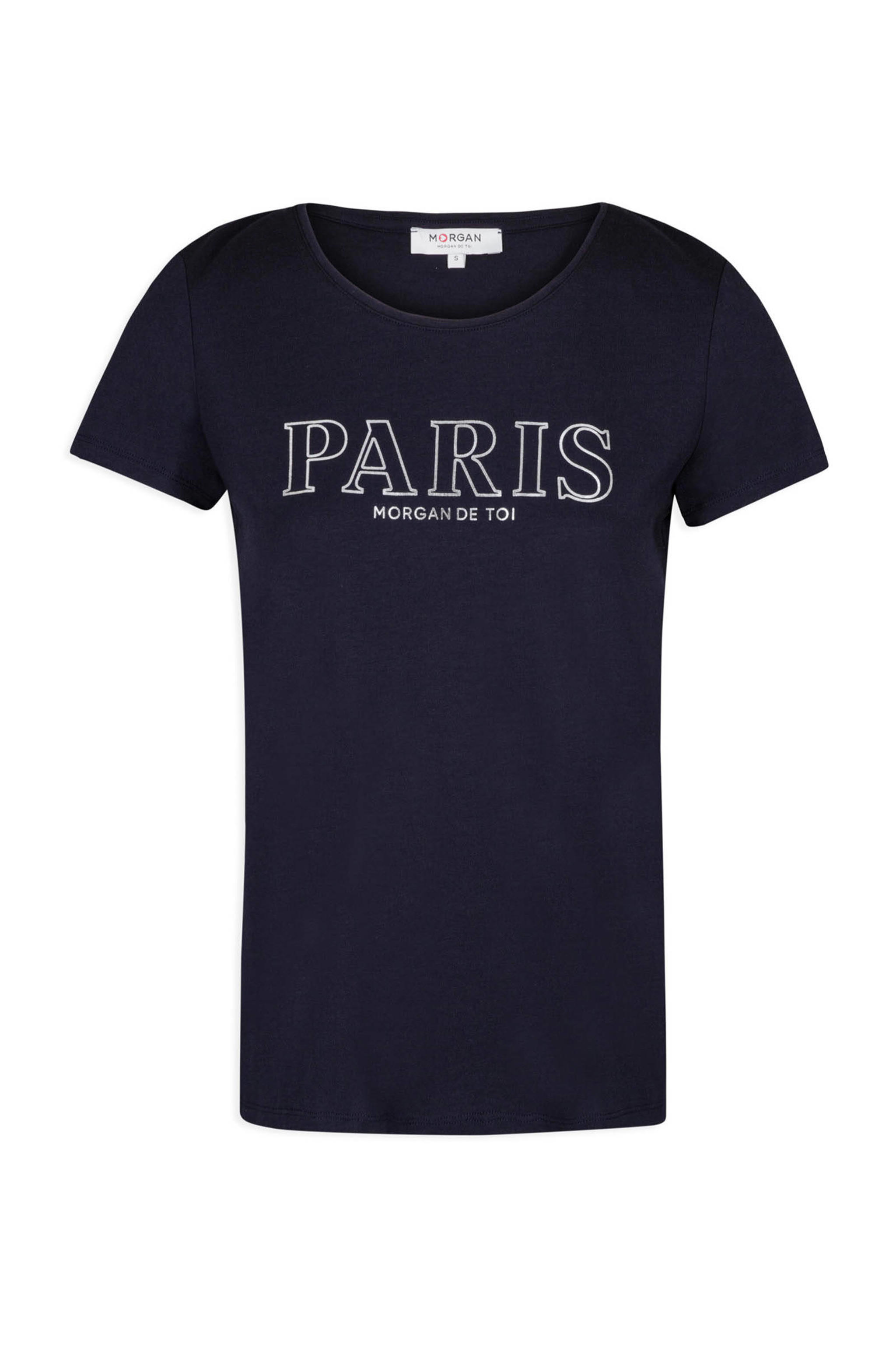 Morgan T-shirt met tekst marine | wehkamp