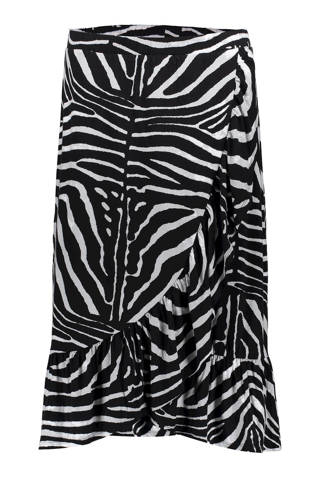 Geisha midi rok ROSE met zebraprint en volant zwart/wit | wehkamp