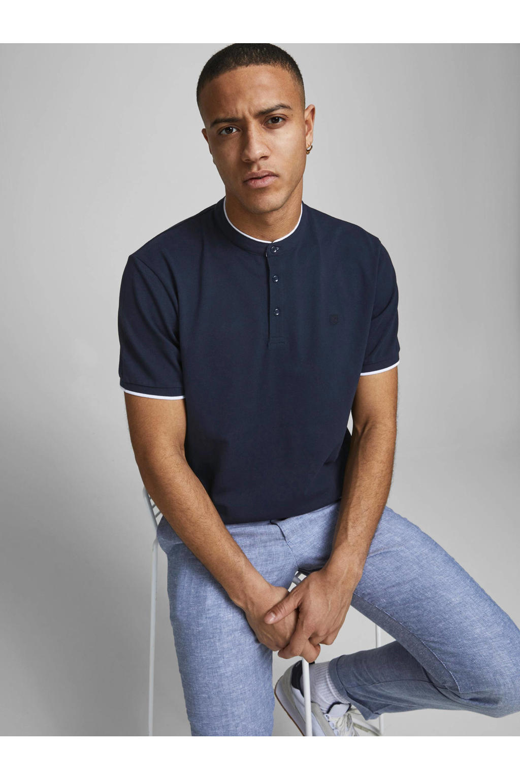 JACK & JONES PREMIUM regular fit polo Blastretch met contrastbies ...
