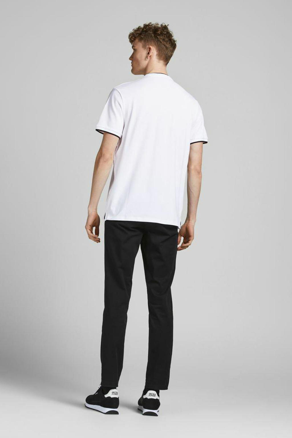 JACK & JONES PREMIUM regular fit polo Blastretch met contrastbies wit ...