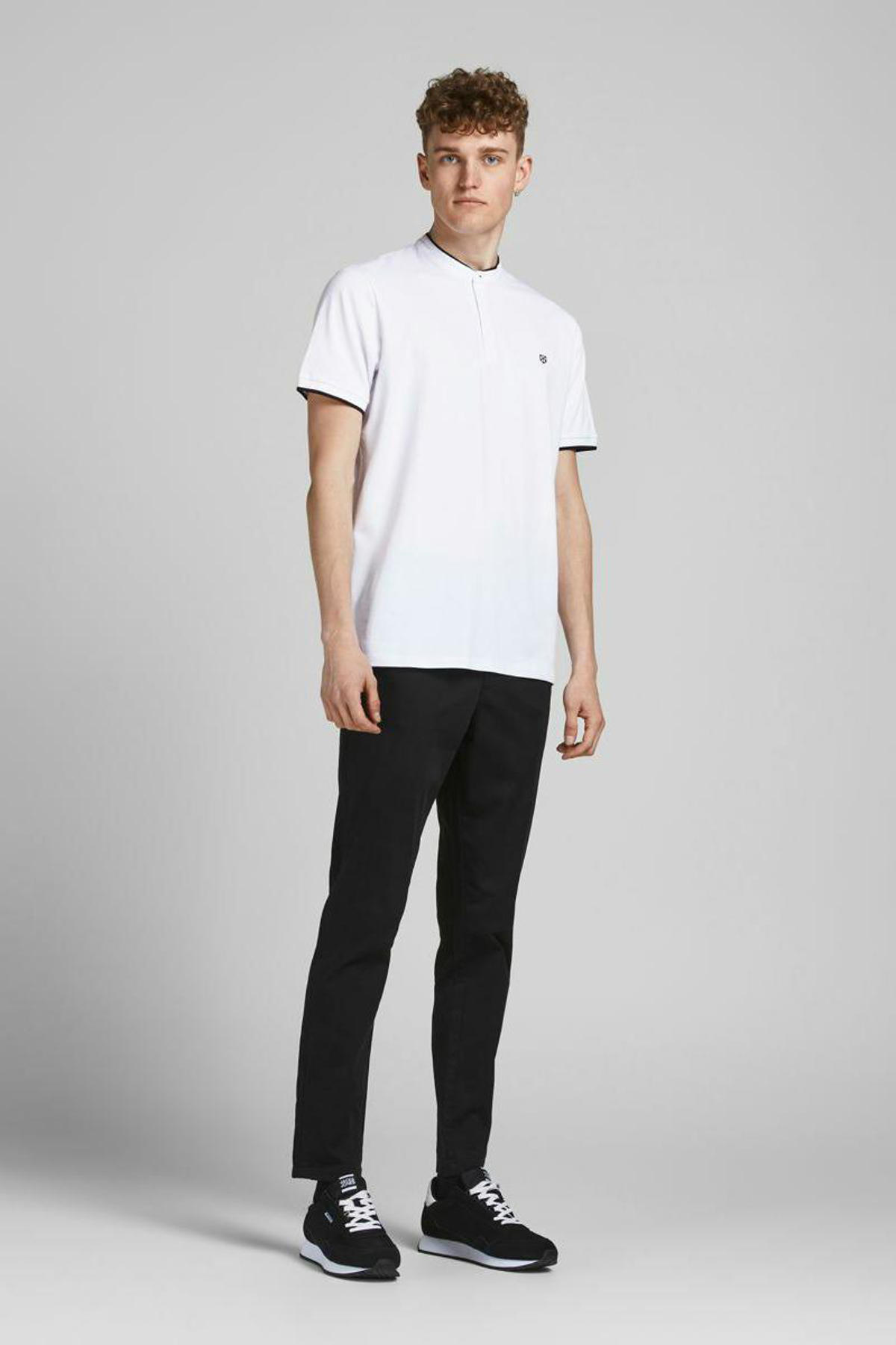 JACK & JONES PREMIUM regular fit polo Blastretch met contrastbies wit ...