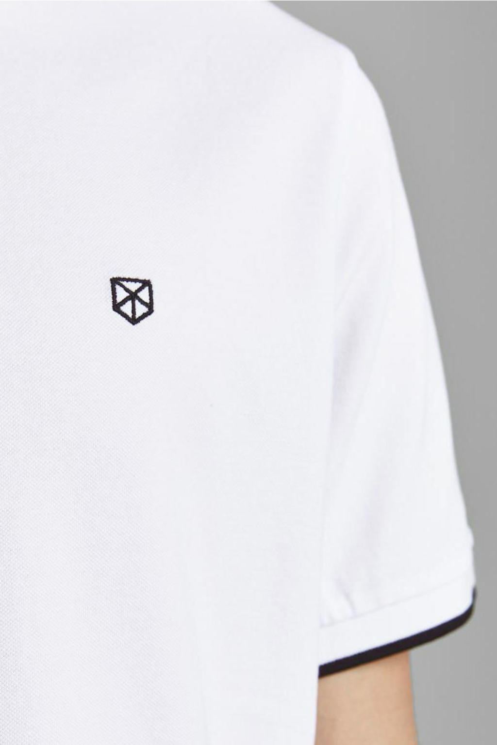 JACK & JONES PREMIUM regular fit polo Blastretch met contrastbies wit ...