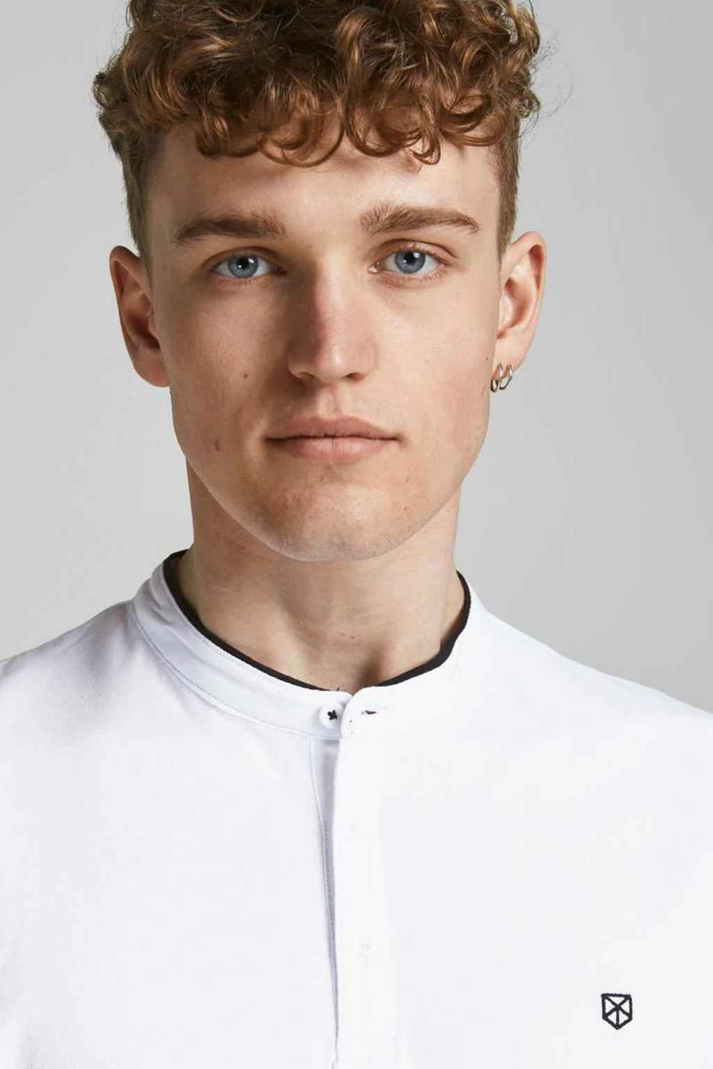 JACK & JONES PREMIUM regular fit polo Blastretch met contrastbies wit ...