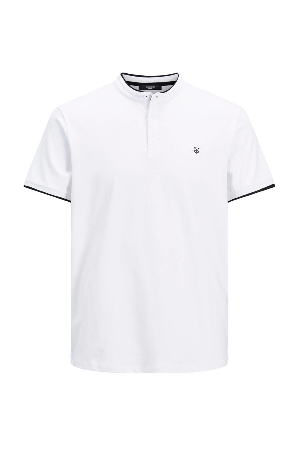 JACK & JONES PREMIUM regular fit polo Blastretch met contrastbies wit ...