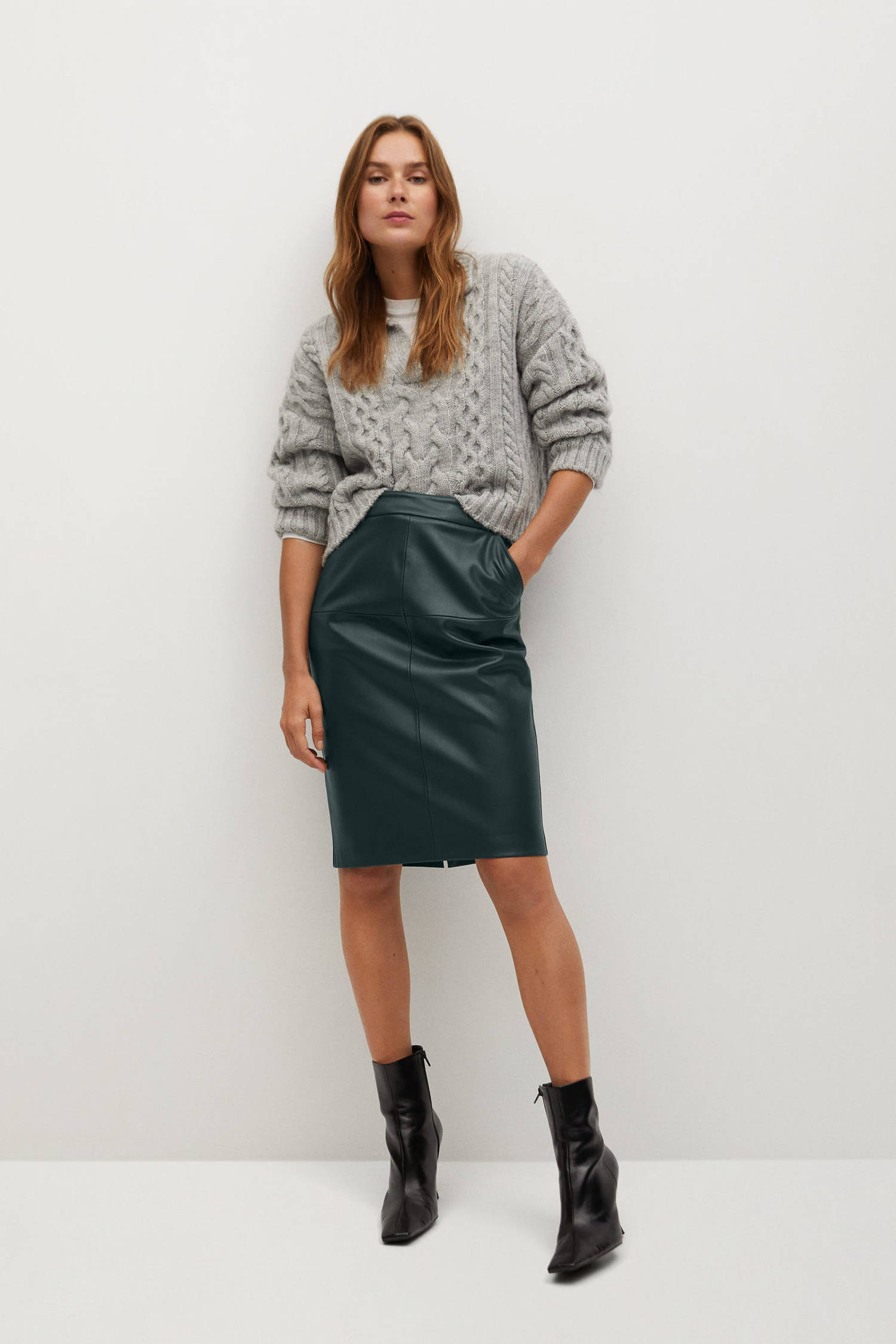 Mango rok donkergroen | wehkamp