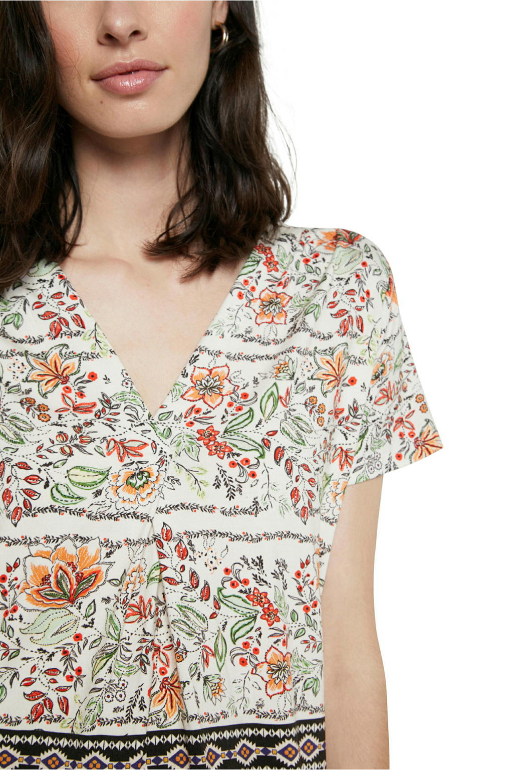 Desigual top met all over print ecru/zwart/groen | wehkamp