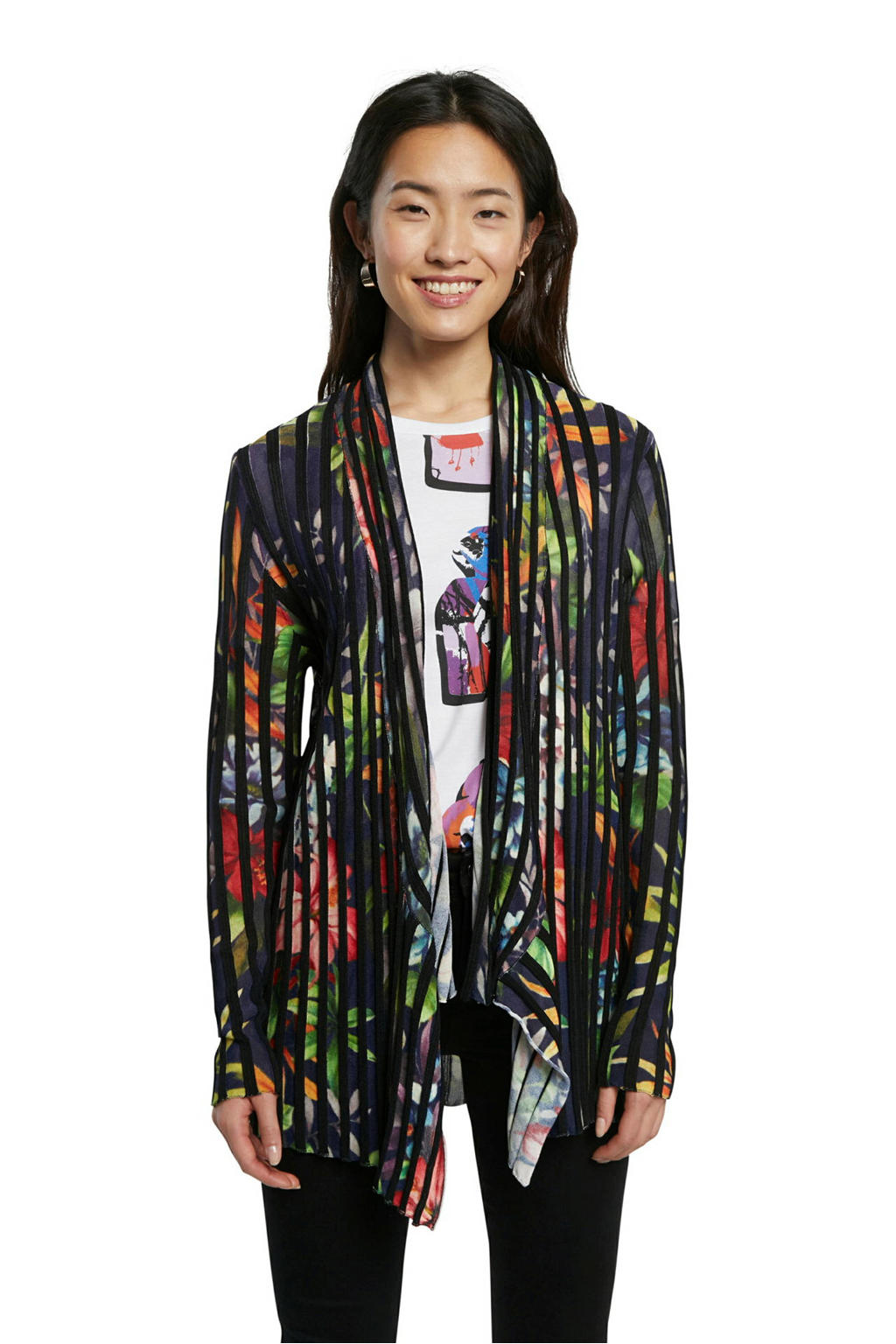 Desigual vest met all over print zwart/multi | wehkamp