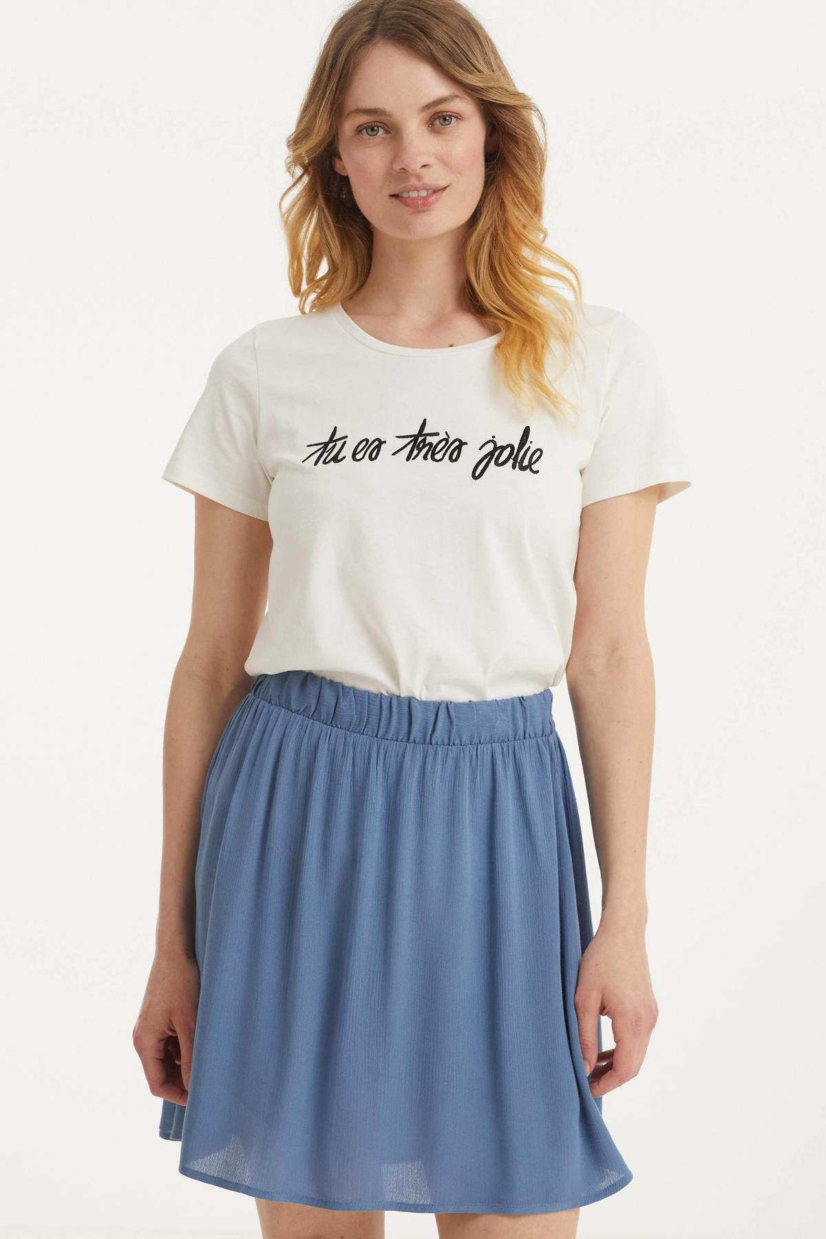 ICHI mini rok IHMARRAKECH met plooien blauw | wehkamp