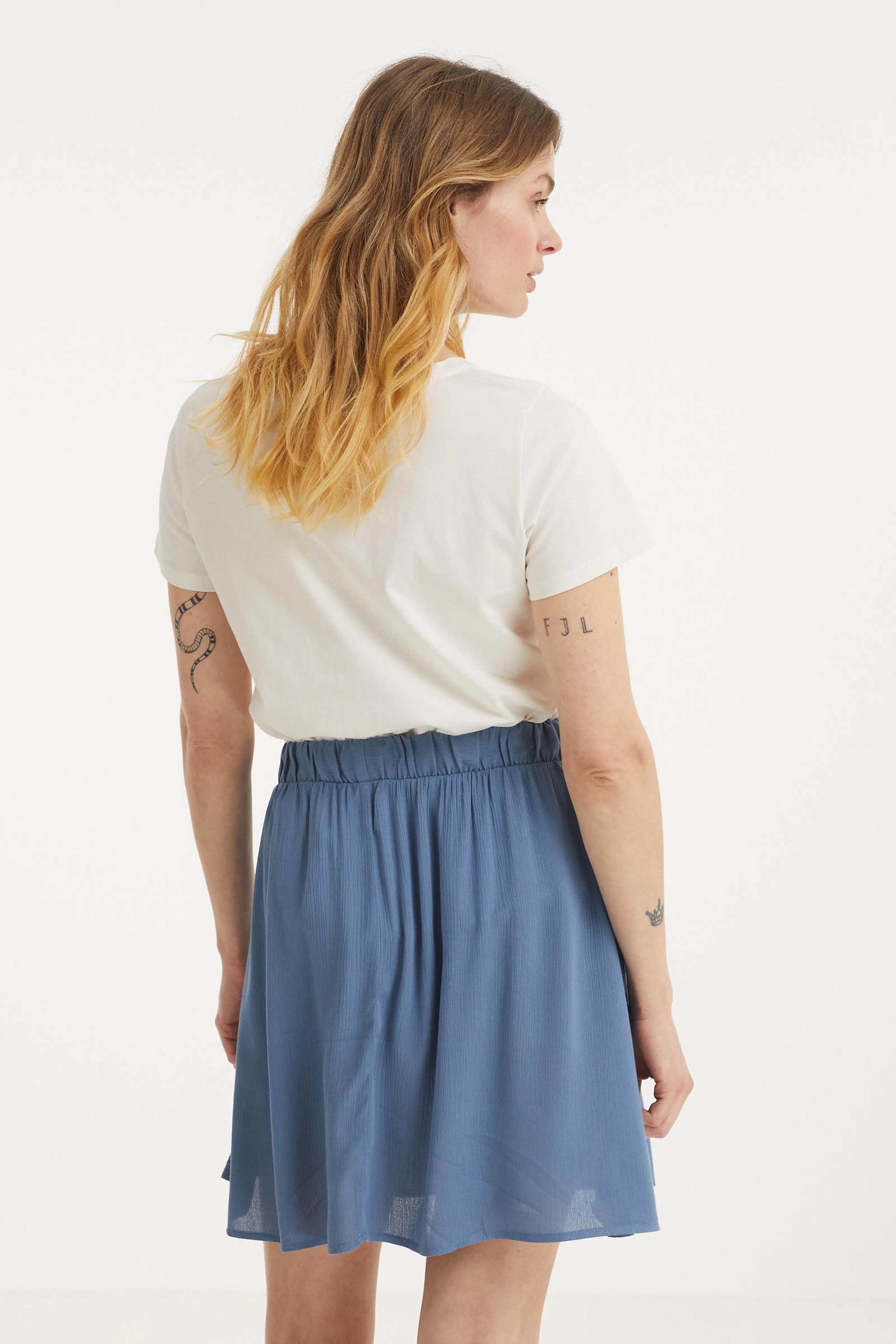 ICHI mini rok IHMARRAKECH met plooien blauw | wehkamp