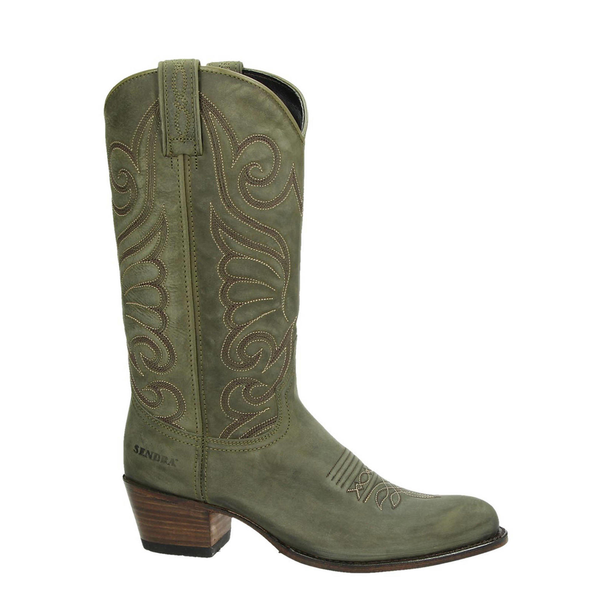 Sendra 11627 Debora leren cowboylaarzen kaki | wehkamp