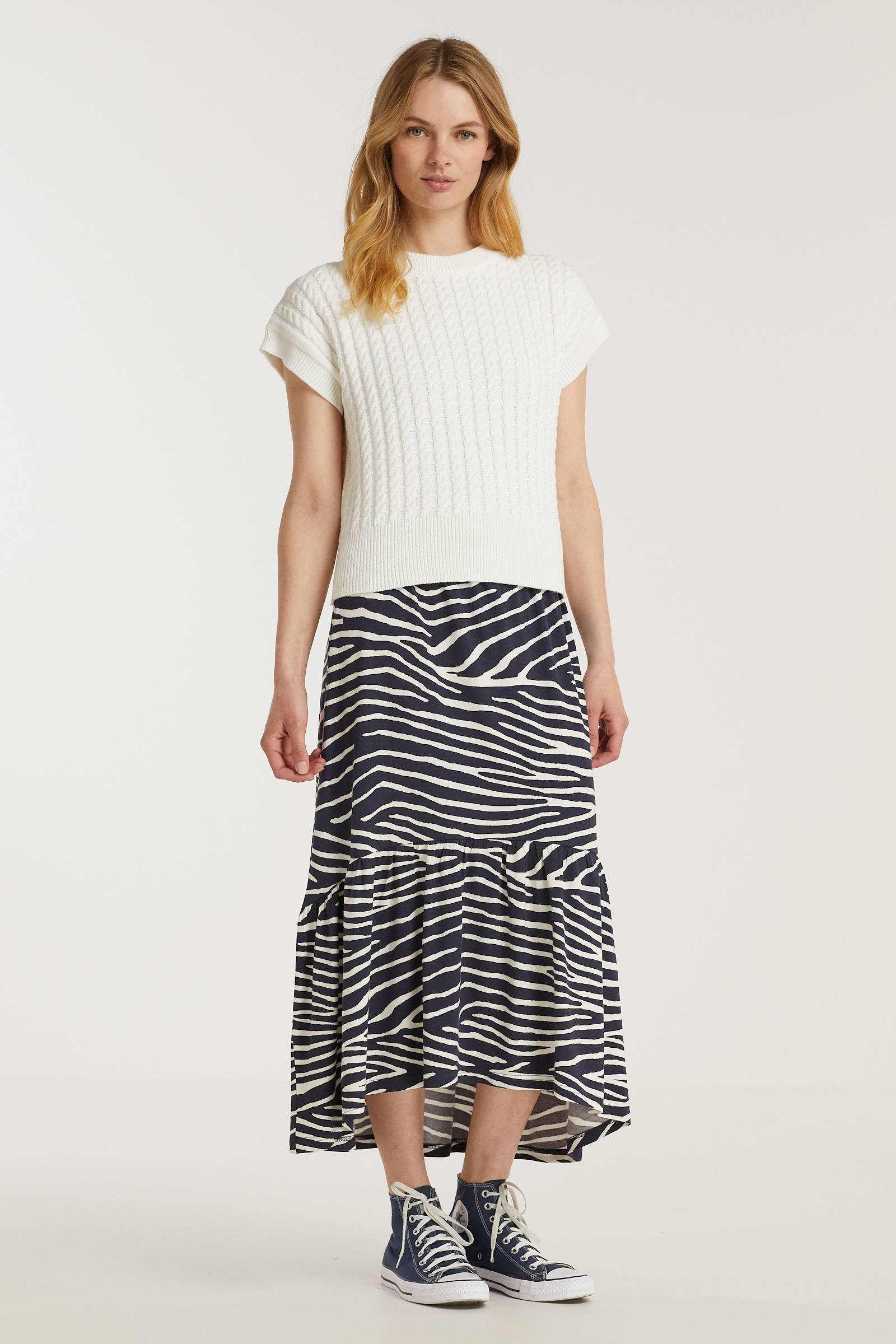 Geisha rok met all over print donkerblauw/wit | wehkamp