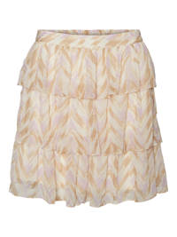 VERO MODA rok VMKATHRINE van gerecycled polyester beige/roze | wehkamp