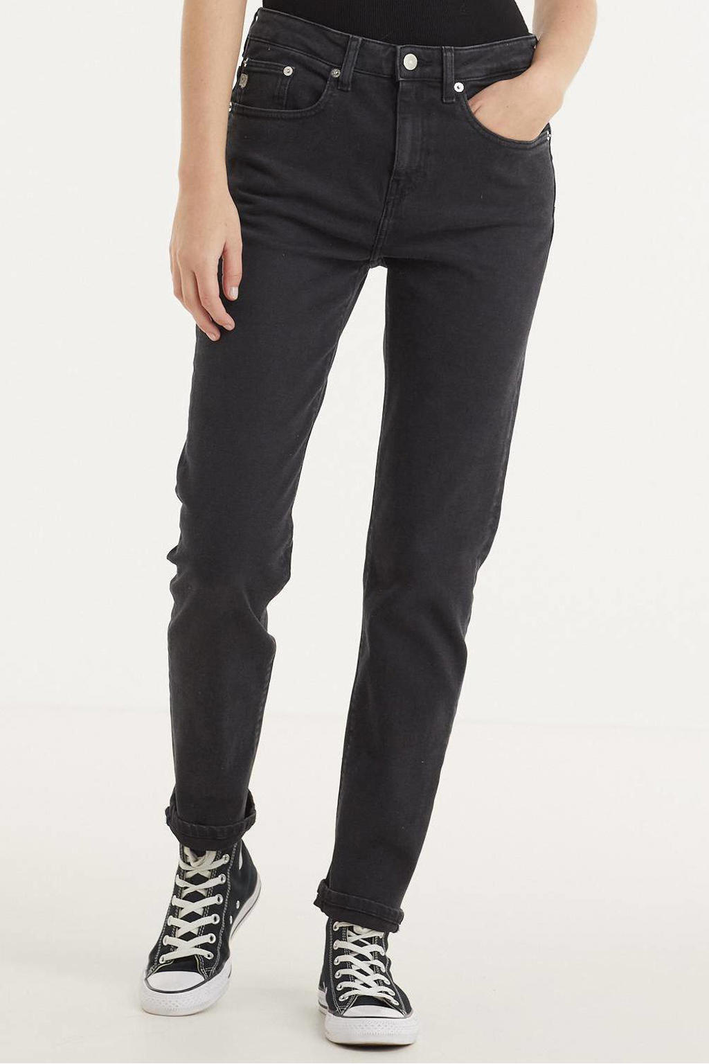 Mud Jeans high waist straight fit jeans Straight Mimi stone black | wehkamp