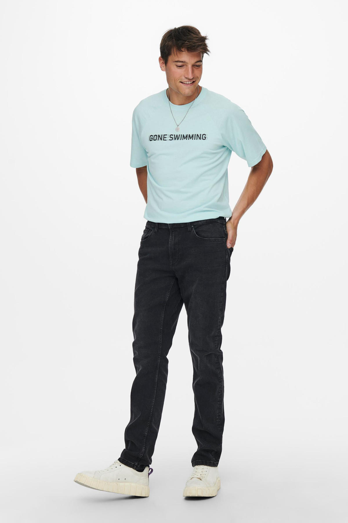 ONLY & SONS regular fit jeans ONSWEFT zwart | wehkamp