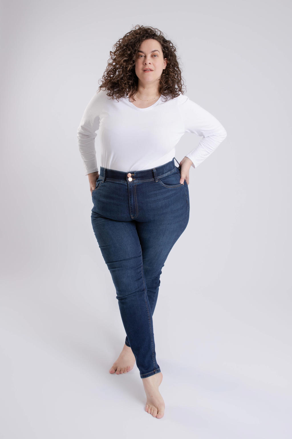 Ms Mode High Waist Skinny Jeans Sculpts Dark Denim Wehkamp